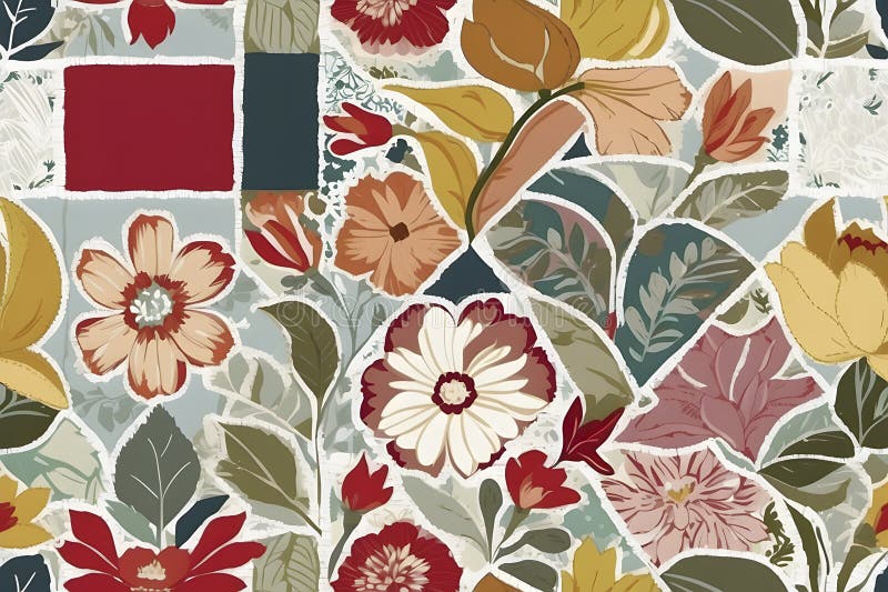 A Vintage Floral Patchwork Seamless Pattern. Stock Illustration ...