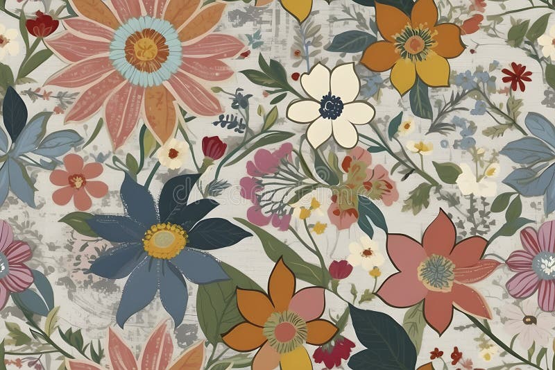 A Vintage Floral Patchwork Seamless Pattern. Stock Illustration ...
