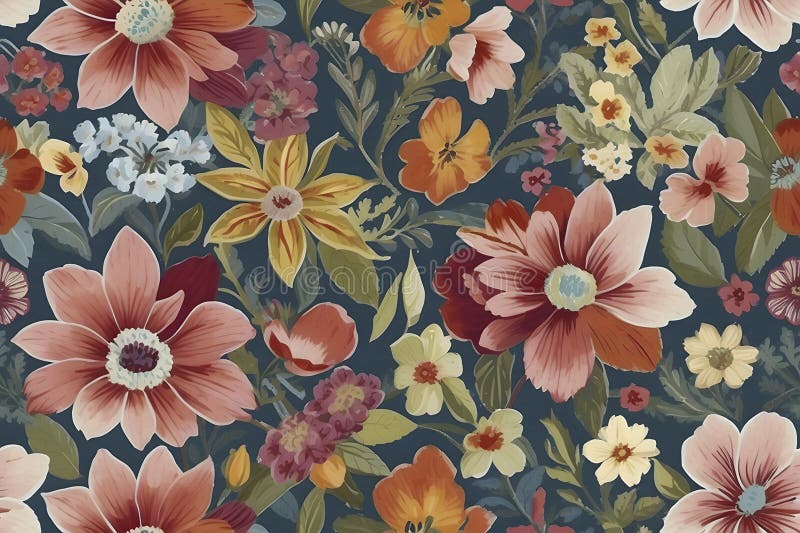 A Vintage Floral Patchwork Seamless Pattern. Stock Illustration ...