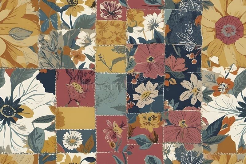 A Vintage Floral Patchwork Seamless Pattern. Stock Illustration ...