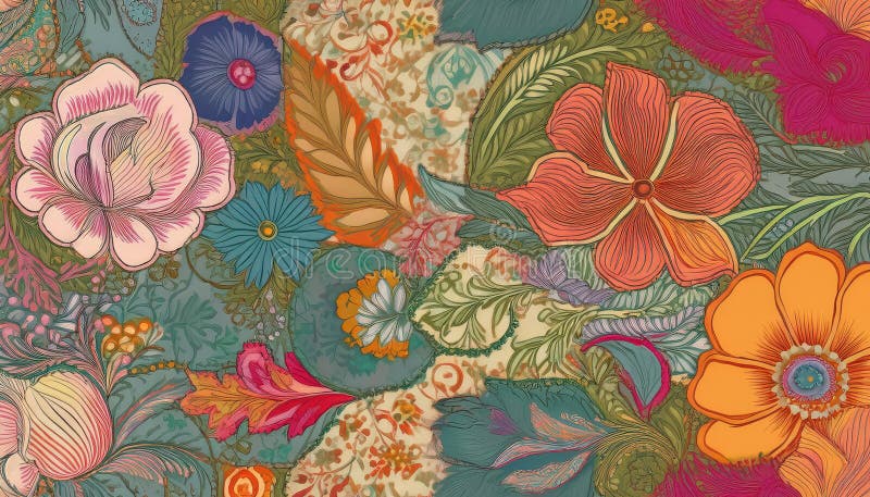 Vintage Floral Patchwork a Timeless Bouquet in a Blend of Warm Pastels ...