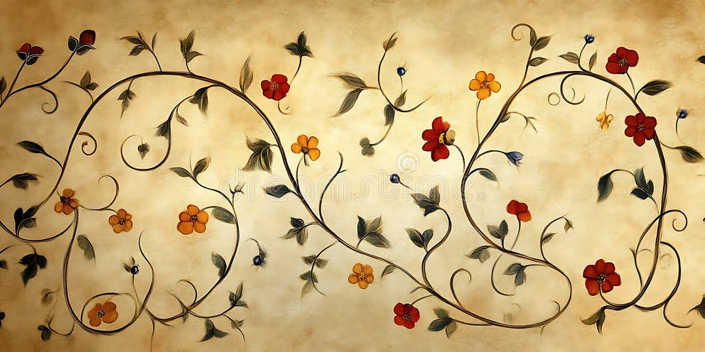 Vintage Floral Pattern Antique Map Texture Background Stock ...