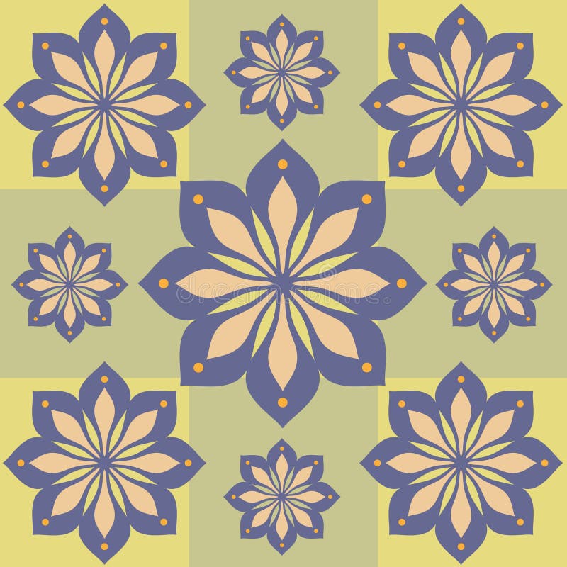 Vintage Floral Pattern Background in Squares Stock Vector ...