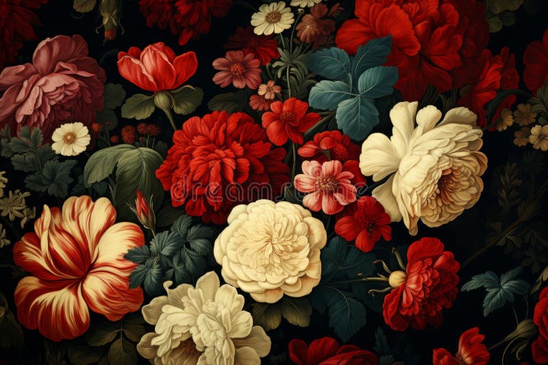 Vintage Floral Pattern Design Elegant Classic Art Style Background with ...