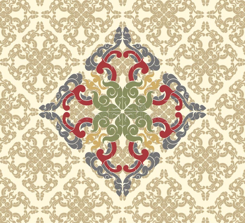 Vintage Floral Pattern Scene Stock Illustration - Illustration of decor ...