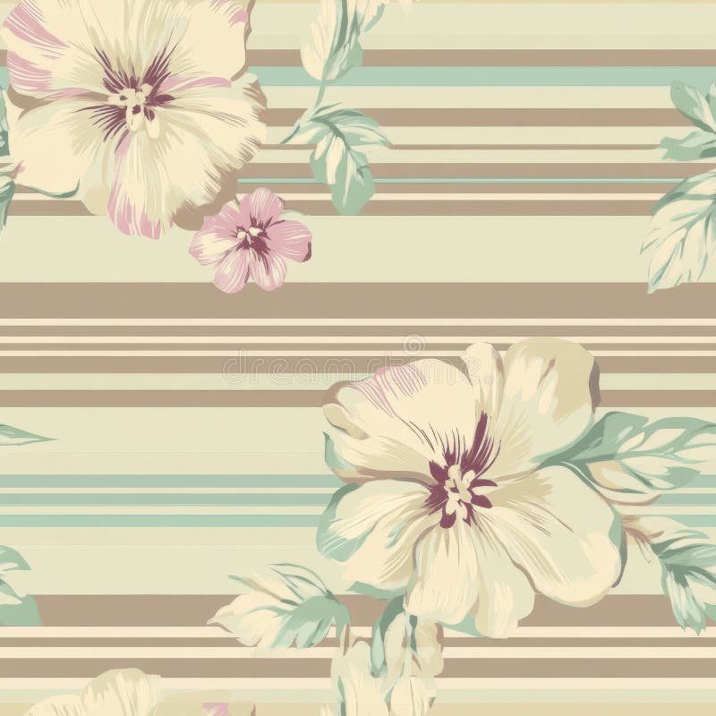 Vintage Floral Pattern with Stripes Background Design Stock Image ...