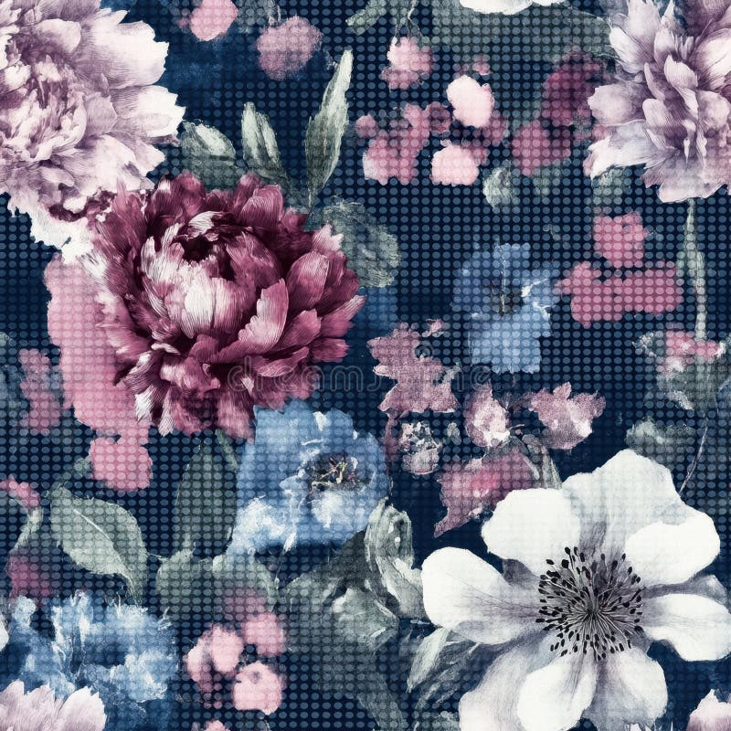 Vintage Blue Floral Damask Pattern - Elegant and Timeless Design Stock ...