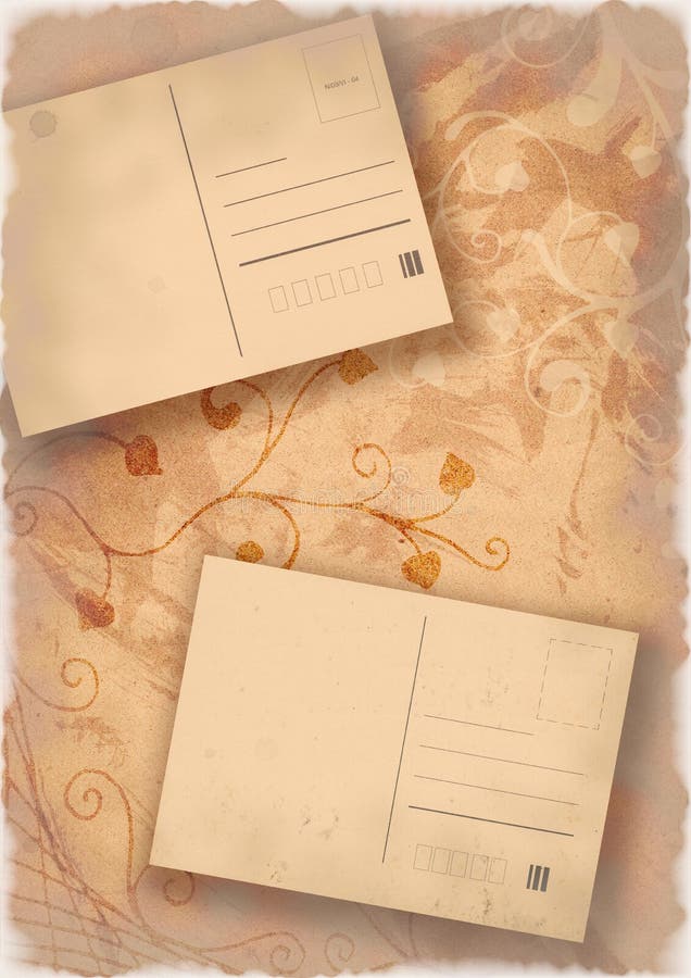 Vintage floral post cards stock illustration. Illustration of dirty ...