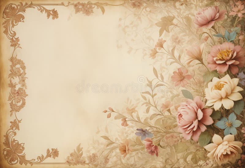 Vintage Floral Scrapbook Background for Craft Etc Stock Illustration ...