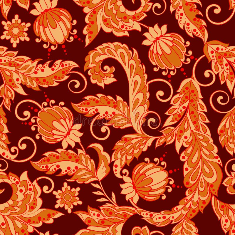 Vintage Floral Seamless Pattern Stock Vector - Illustration of paisley ...