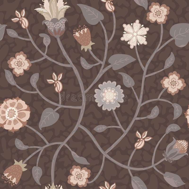 Vintage Floral Seamless Pattern in Earthy Tones Stock Illustration ...