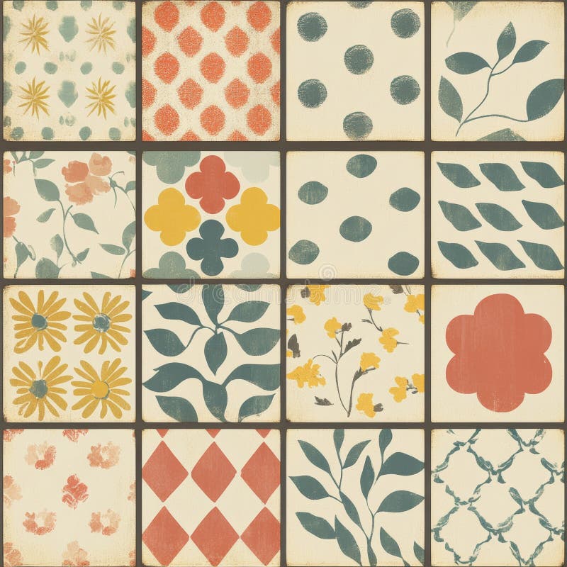 Vintage Floral Tile Pattern Seamless Repeat Background Design Stock ...
