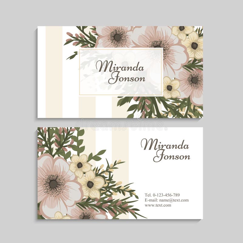 Vintage Flower Business Cards Template Editorial Stock Photo ...