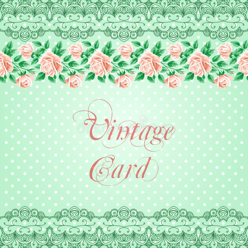 Vintage Flower Card with Roses Stock Vector - Illustration of bloom ...