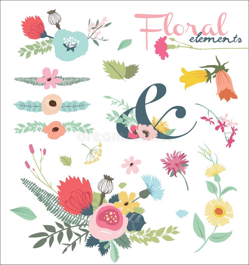 Vintage flower elements stock vector. Illustration of congratulation ...