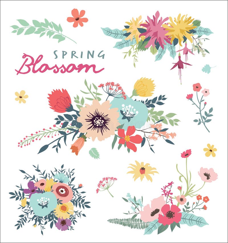 Vintage flower elements stock vector. Illustration of floral - 69035559