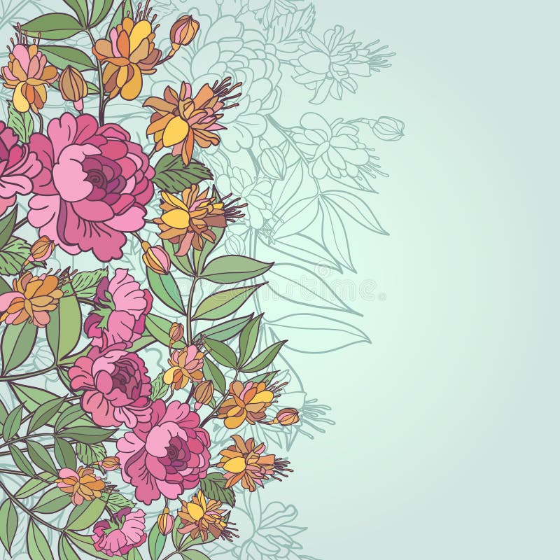 Vintage Flower Frame. Background with Leaves Stock Vector ...