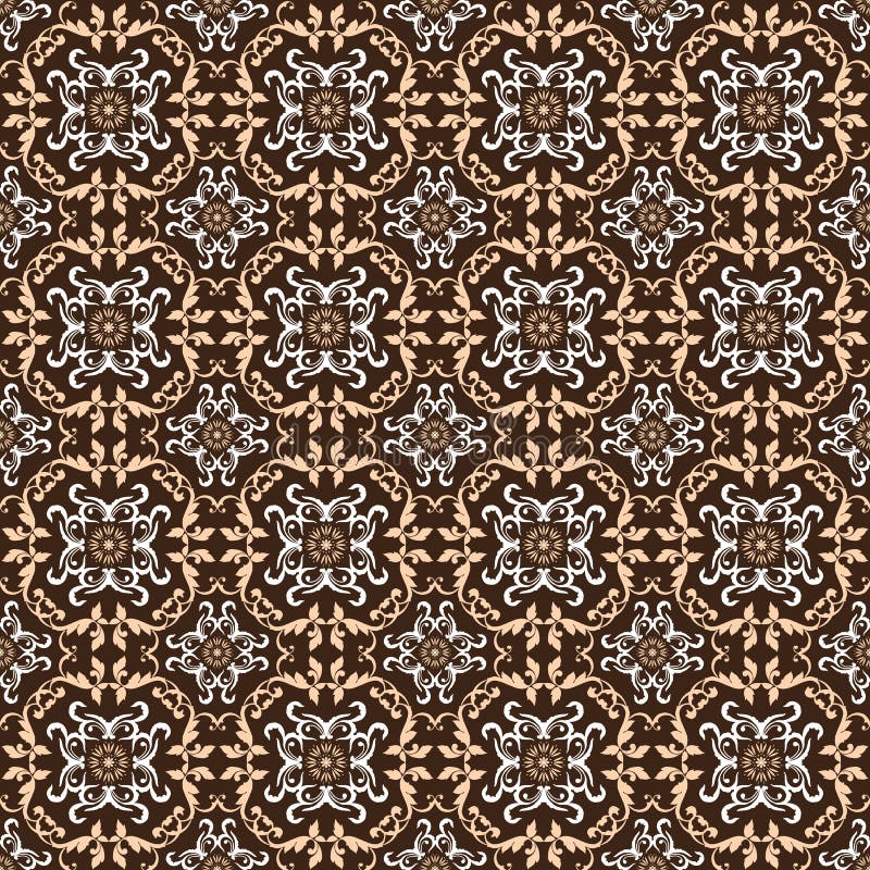 Vintage Flower Pattern on Solo Batik with Dark Brown Color Design Stock ...