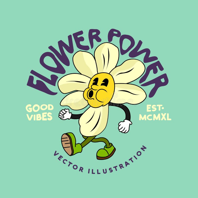 Vintage Flower Power Psychedelic Character Stock Vector - Illustration ...