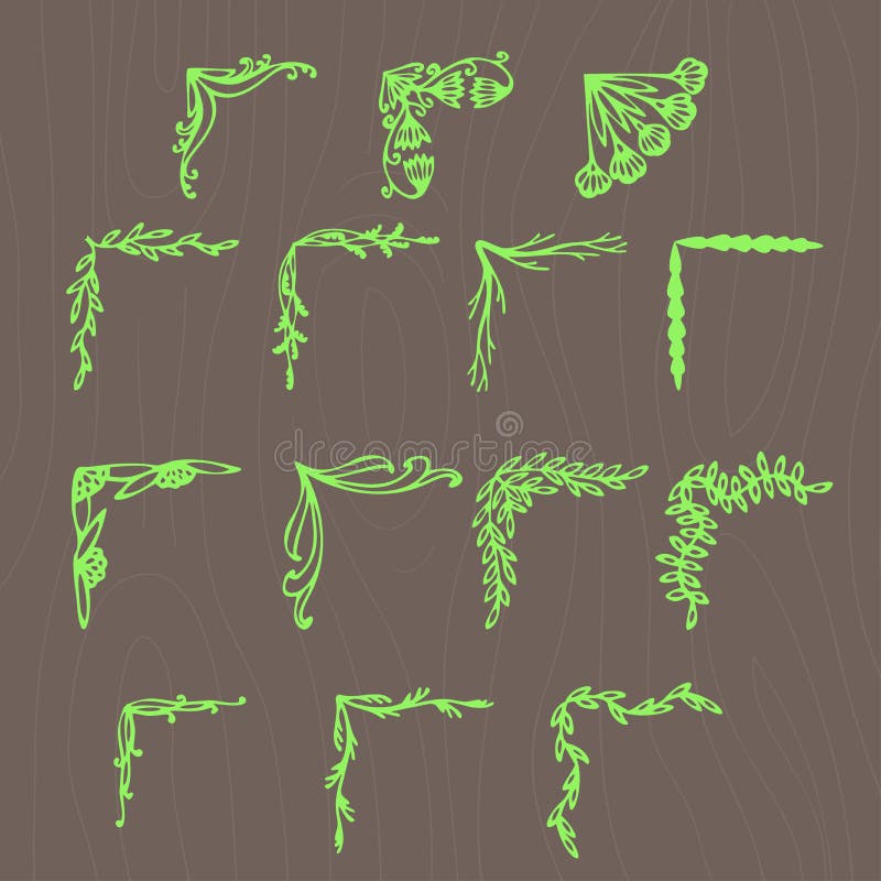 Vintage Flower Rustic Elements Corners Stock Illustration ...