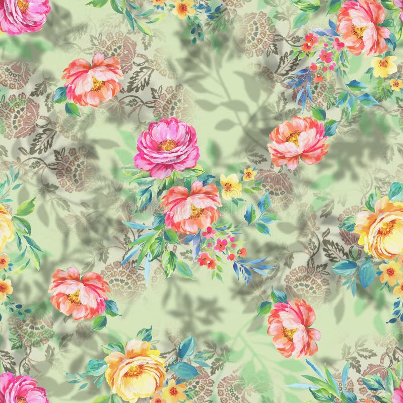 Metallic Color Ground Digital Textile Print Design Stock Illustrations ...