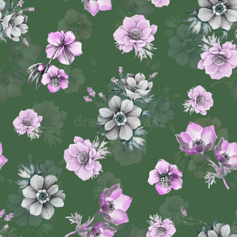Vintage Flower Seamless Pattern with Metallic Color Ground Digital ...