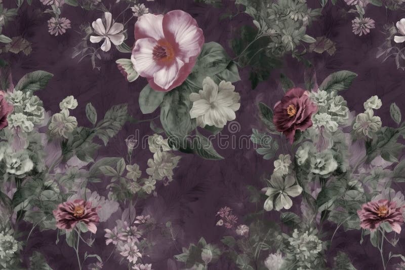 Vintage Flowers Background. Old Wallpaper Stock Illustration ...