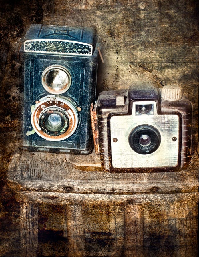 Textured Image of Vintage Film Cameras Stock Image - Image of fashioned ...