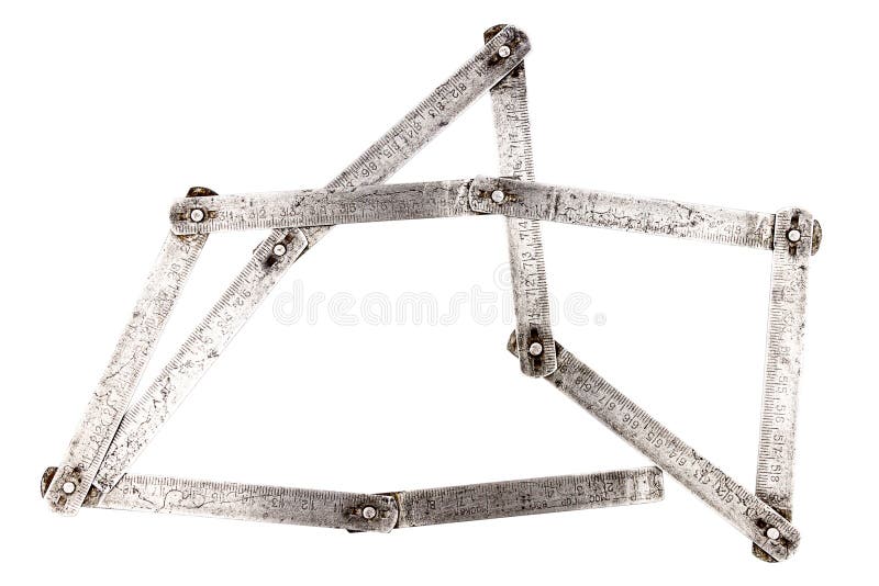 Vintage Folding Grunge Steel Meter Ruler Stock Photo - Image of folding ...