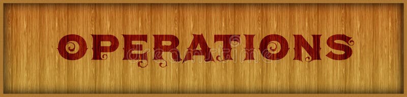 Vintage Font Text OPERATIONS on Square Wood Panel Background. Stock ...