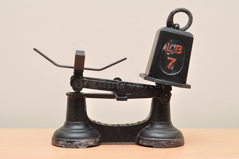 A Vintage Food Scale with a Seven Pound Weight Stock Image - Image of ...