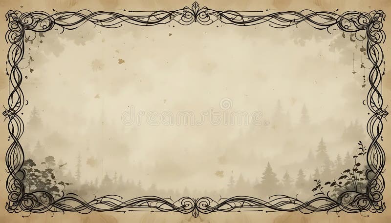 Vintage Forest Border with Decorative Design for Invitations and ...