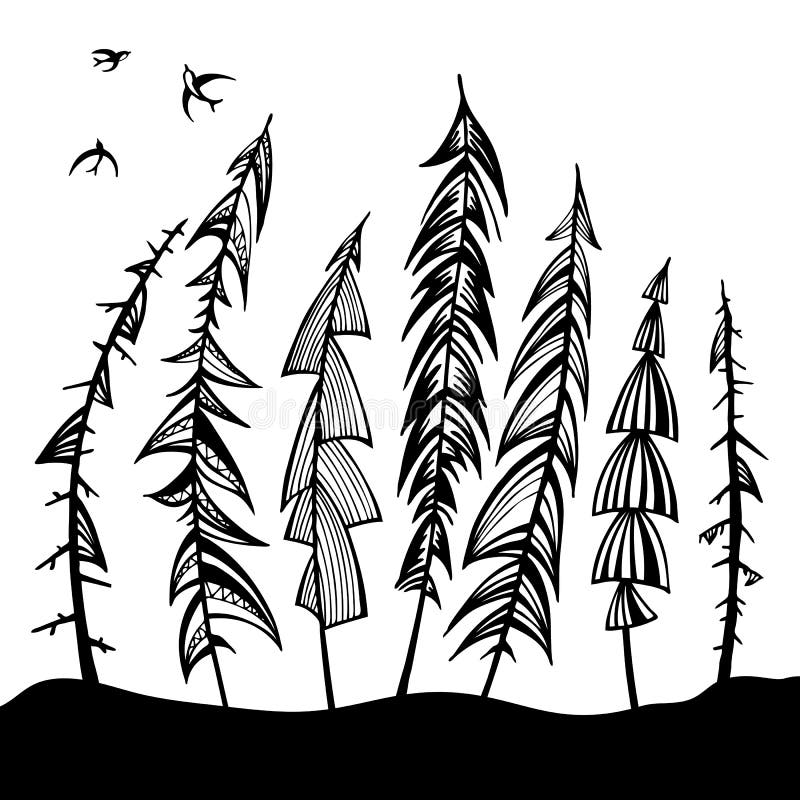 Dead Forest drawing Vector stock vector. Illustration of green - 33821648