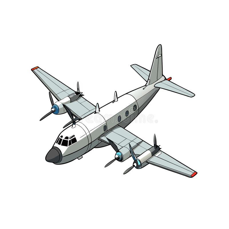 Four Engine Propeller Airplane Silhouette Illustration Heavy Bomber ...