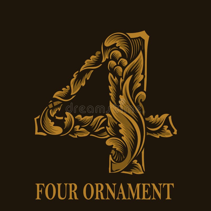 Vintage Four Number Ornament Style Stock Vector - Illustration of ...