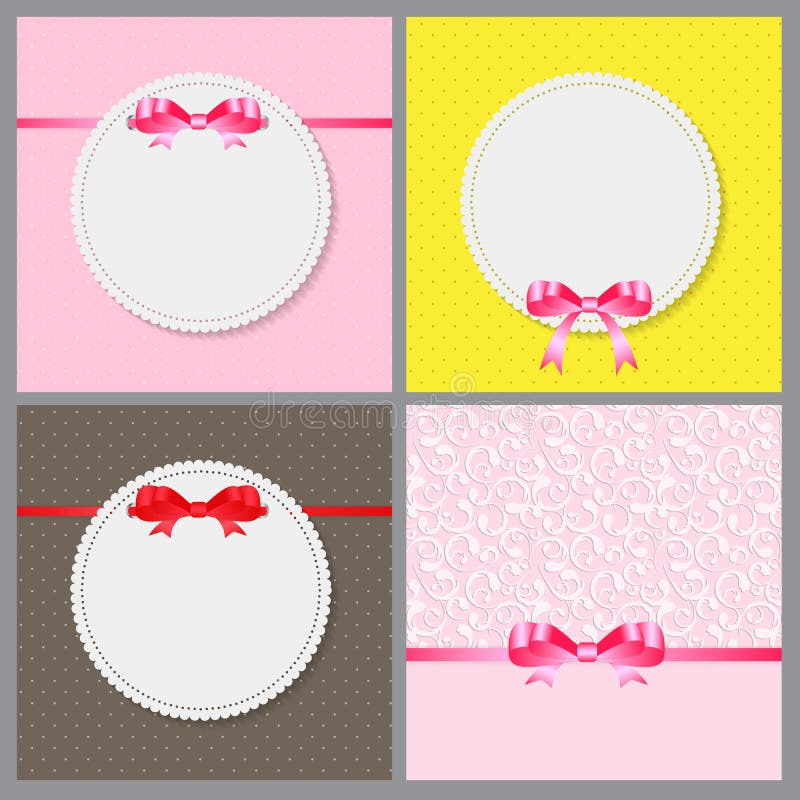 Vintage Frame with Bow Set Background. Vector Stock Vector ...
