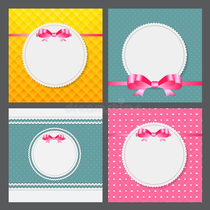Vintage Frame with Bow Set Background. Vector Stock Vector ...