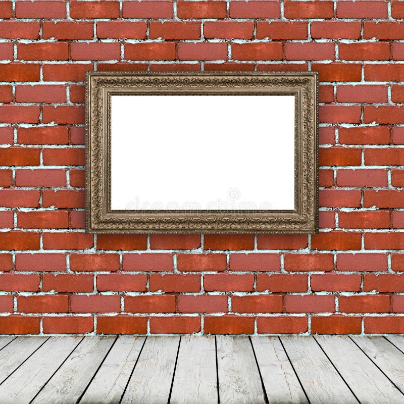 Vintage frame on the brick stock photo. Image of gallery - 98690408