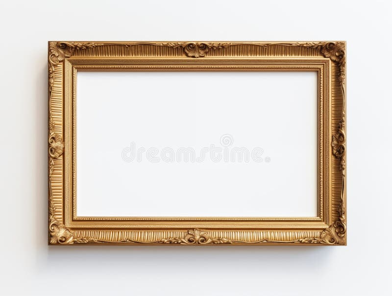 Vintage Gilded Frame with Central White Blank Area Copyspace on White Background Stock Image ...