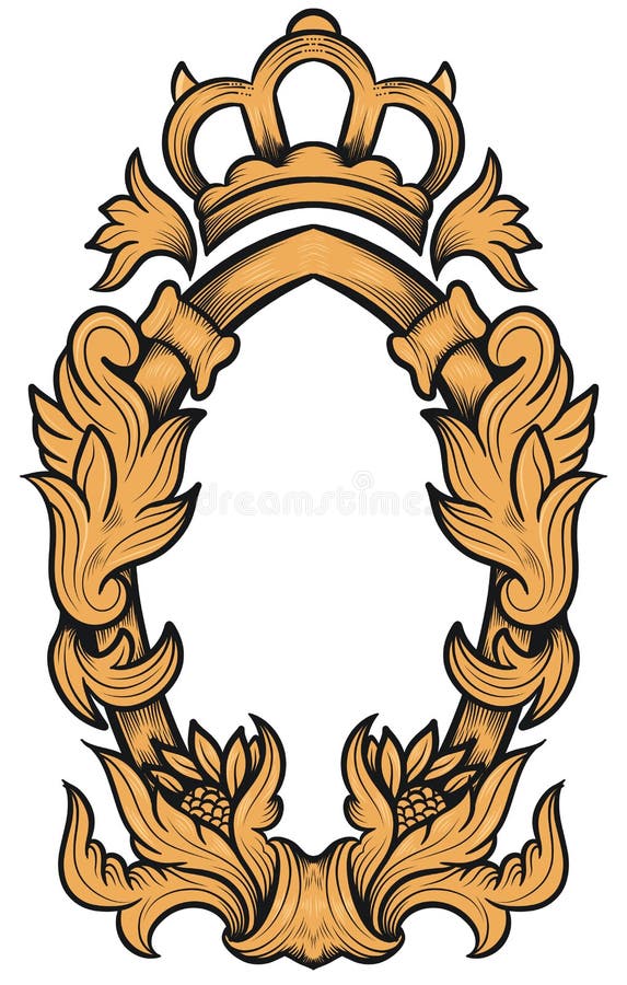 Frame Engraving with Floral Ornament for Logo or Background Poster ...