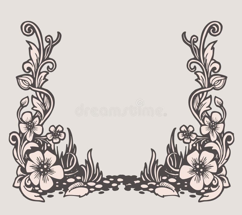 Vintage Frame with Floral Pattern. Vector Illustration Stock Vector ...
