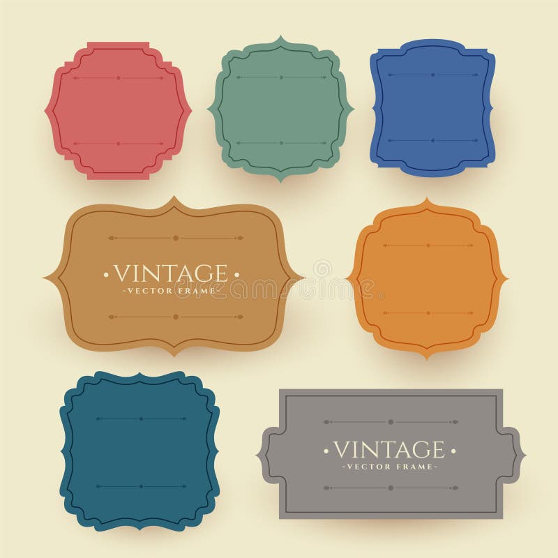 Vintage Frame Labels Set in Retro Colors Stock Vector - Illustration of ...