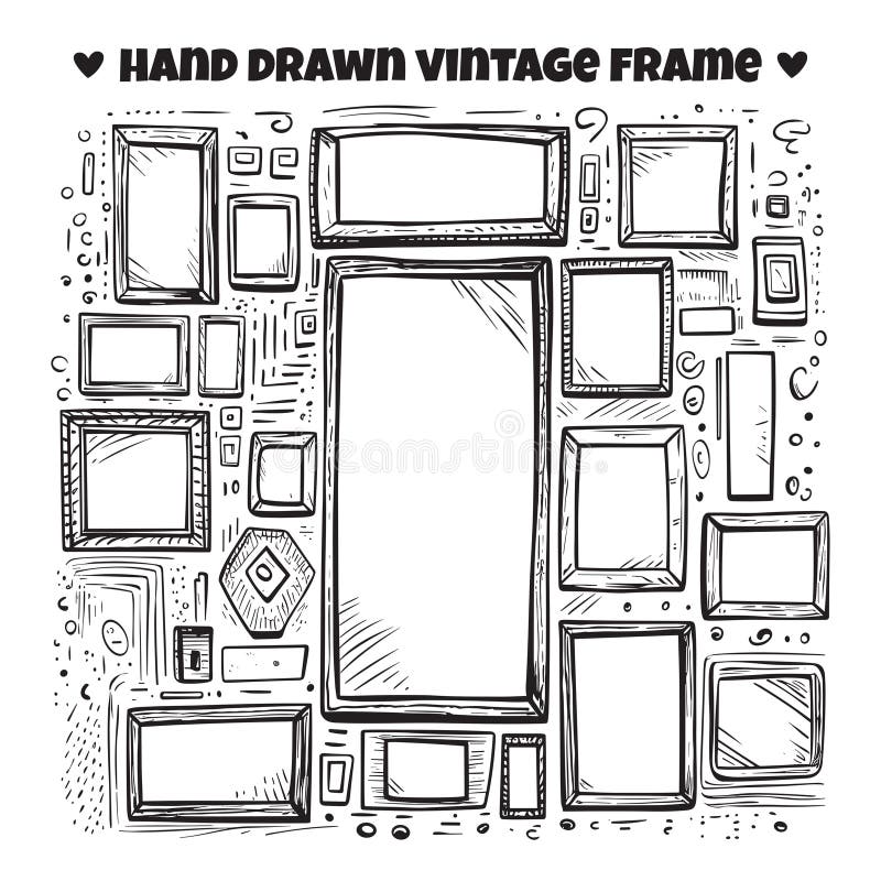 Vintage Frame Logo in Doodle Style Stock Vector - Illustration of ...