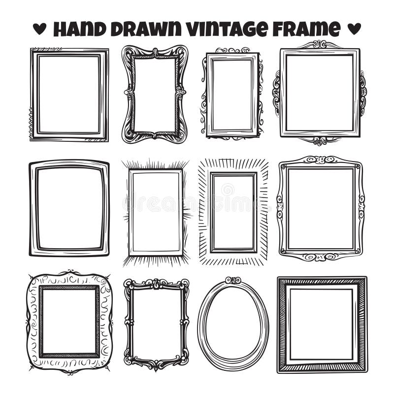 Vintage Frame Logo in Doodle Style Stock Vector - Illustration of ...