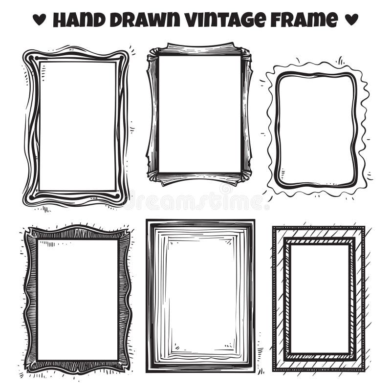 Vintage Frame Logo in Doodle Style Stock Vector - Illustration of ...