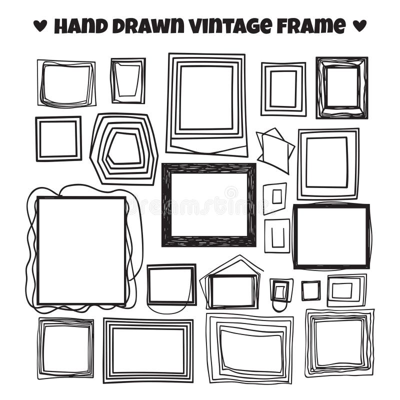 Vintage Frame Logo in Doodle Style Stock Vector - Illustration of ...
