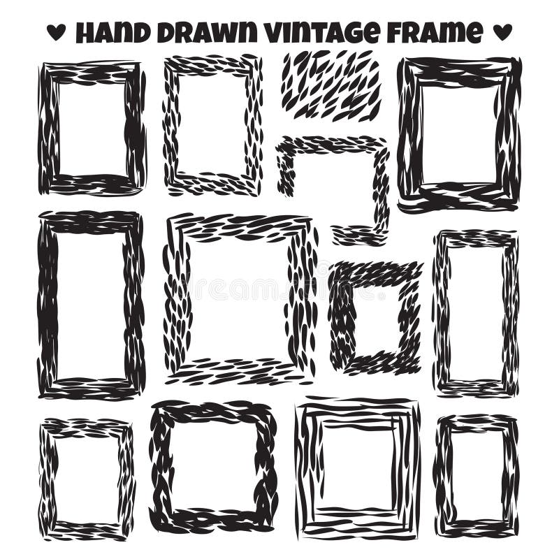 Vintage Frame Logo in Doodle Style Stock Vector - Illustration of ...