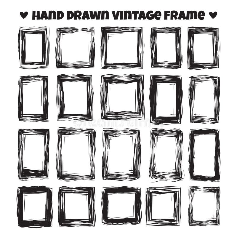 Vintage Frame Logo in Doodle Style Stock Vector - Illustration of icon ...