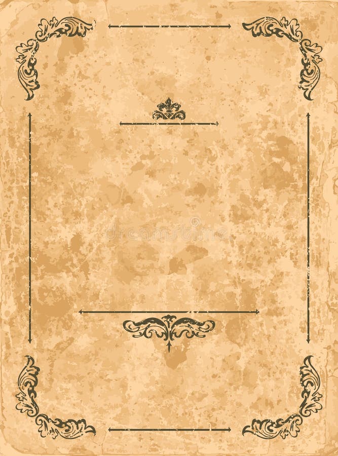 Vintage Frame on Old Paper Sheet Stock Vector - Illustration of brown ...