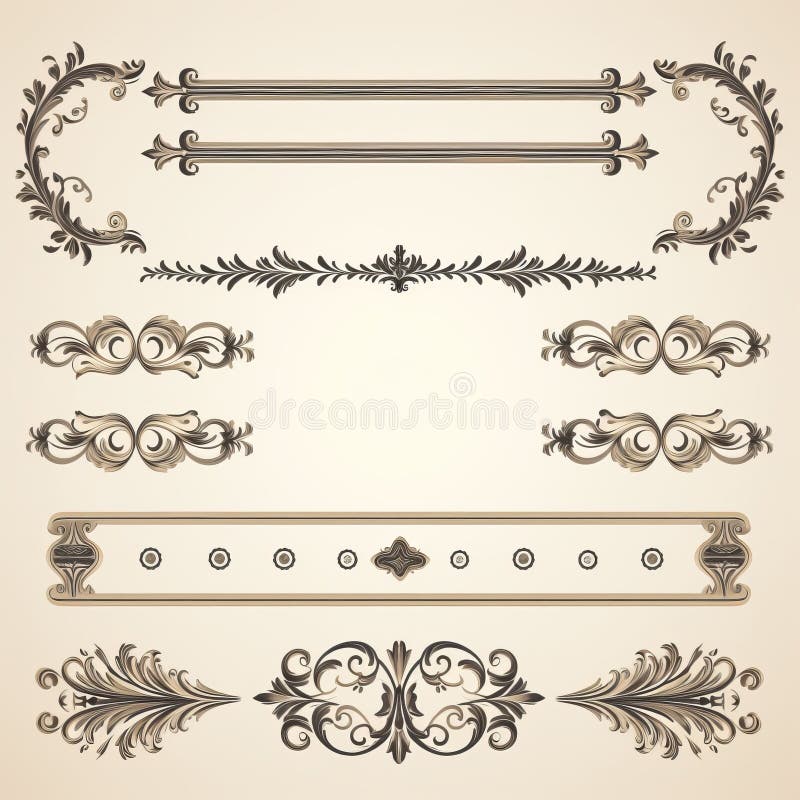 Vintage Frame Page Divider and Designer Border Stock Illustration ...